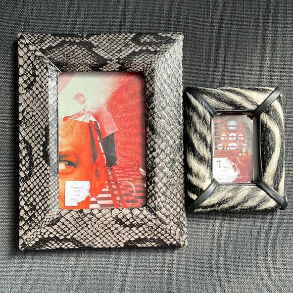Treasures | Accents | Set Of 2 Genuine Leather Animal Print Photo ...